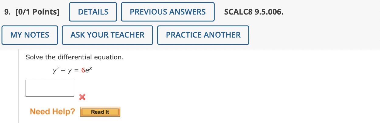 Solved 9. [0/1 Points] Solve the differential equation. | Chegg.com