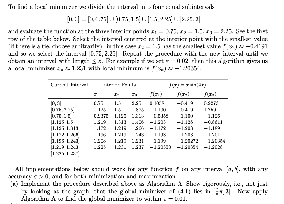 4. We will look at methods for local minimizing a | Chegg.com