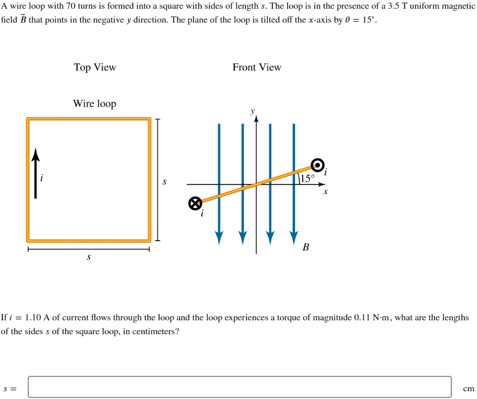 Solved A wire loop with 70 turns is formed into a square | Chegg.com