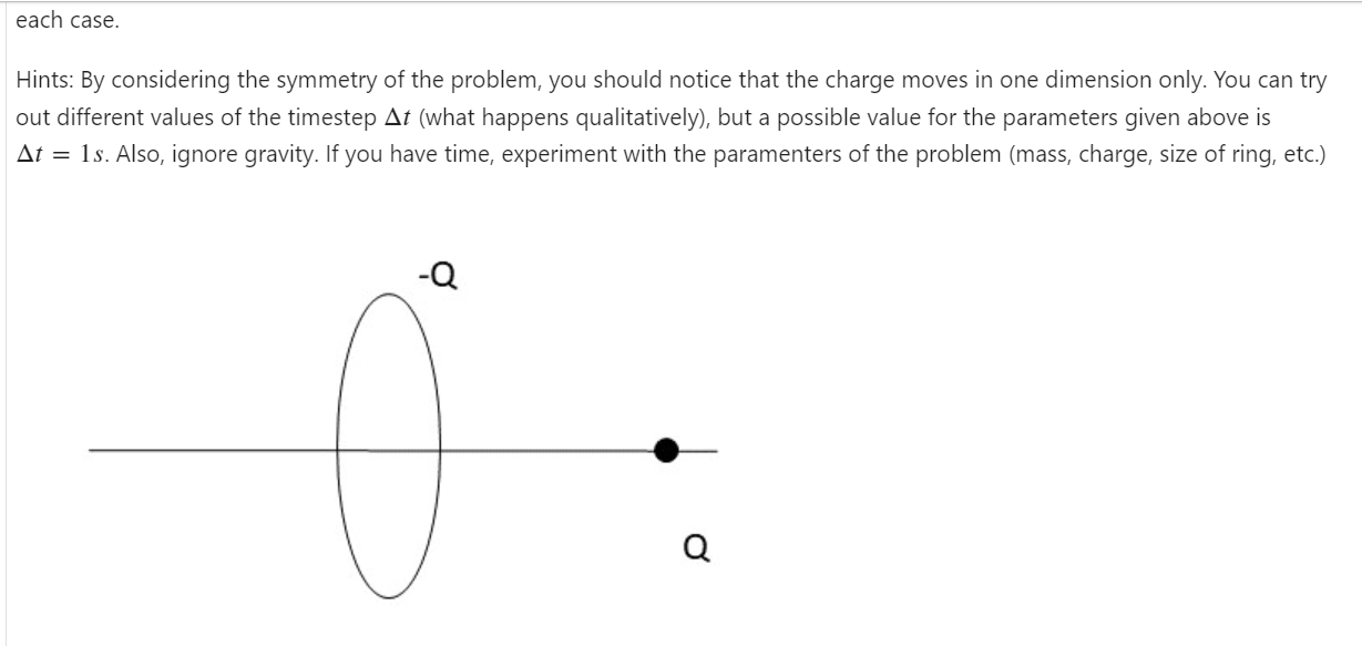 Motion of a charge through a charged ring Write down | Chegg.com