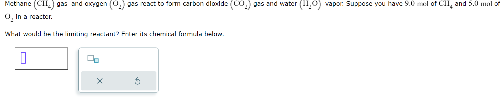 Solved Methane (CH4) ﻿gas and oxygen (O2) ﻿gas react to form | Chegg.com