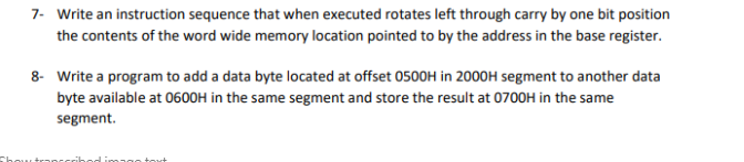 Solved 7- Write an instruction sequence that when executed | Chegg.com