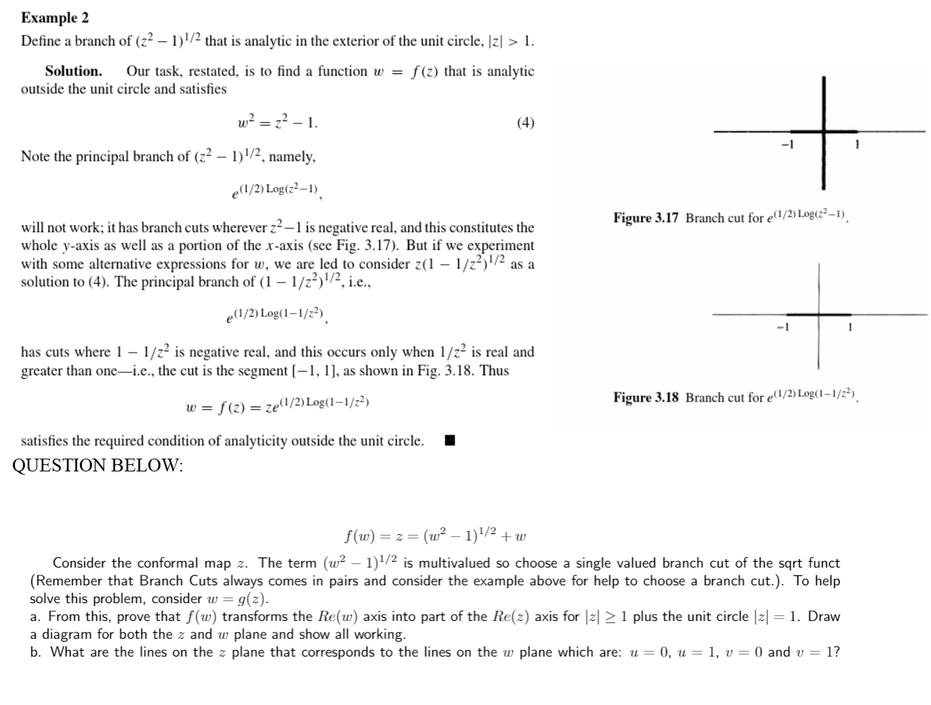 Example 2 Define a branch of (z2 – 1)1/2 that is | Chegg.com