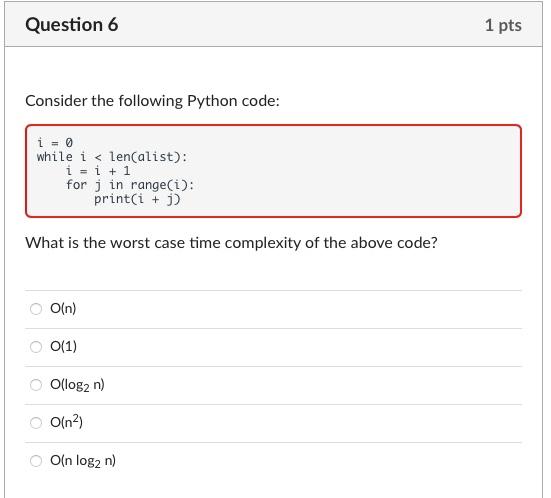 Solved What is the worst case time complexity of the above | Chegg.com