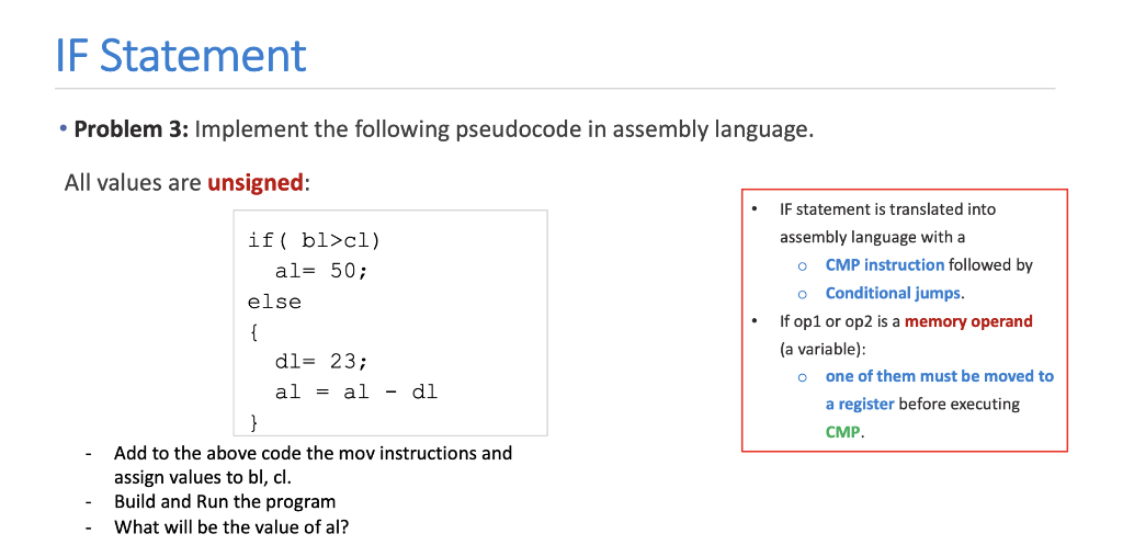 Solved IF Statement • Problem 3: Implement the following | Chegg.com