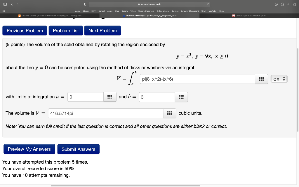 Solved Webwork.as.uky.edu 6 + c Alu Diney ESPN Yahoo! Arple | Chegg.com