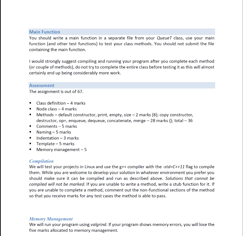 CMPT 225 Assignment 2 - Queue You are to implement | Chegg.com