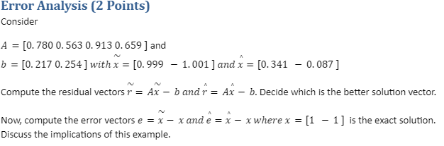 Solved Error Analysis (2 Points) Consider | Chegg.com