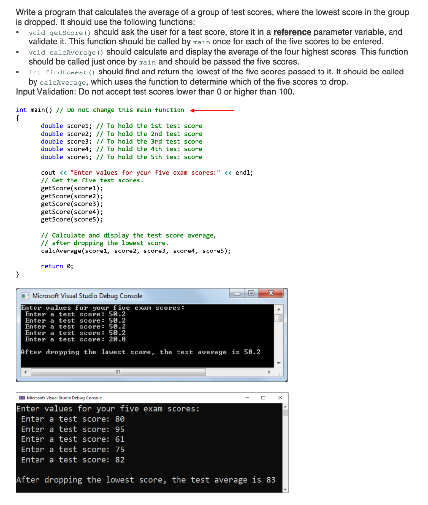 Solved Write A Program That Calculates The Average Of A Chegg