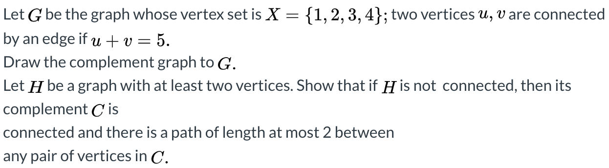 Solved Let G be the graph whose vertex set is X = {1, 2, 3, | Chegg.com