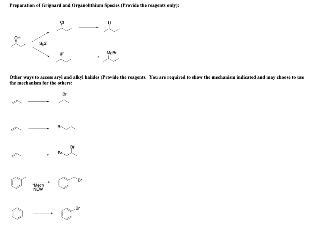 Solved Preparation of Grignard and Organolithium Species | Chegg.com