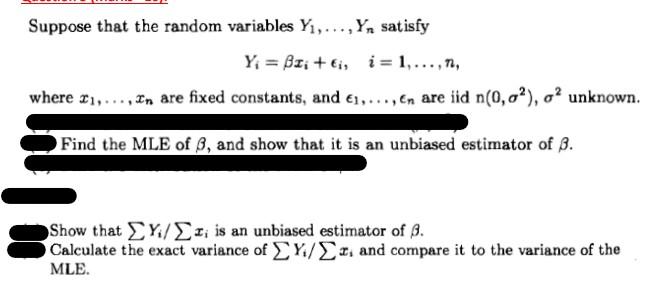 Solved Suppose that the random variables Y1,..., Yo satisfy | Chegg.com