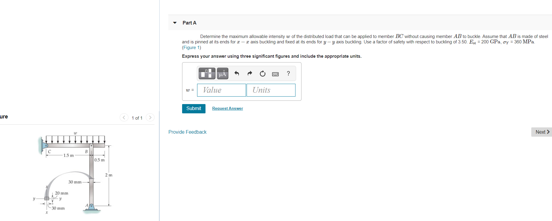 Solved Part A Determine the maximum allowable intensity w of | Chegg.com