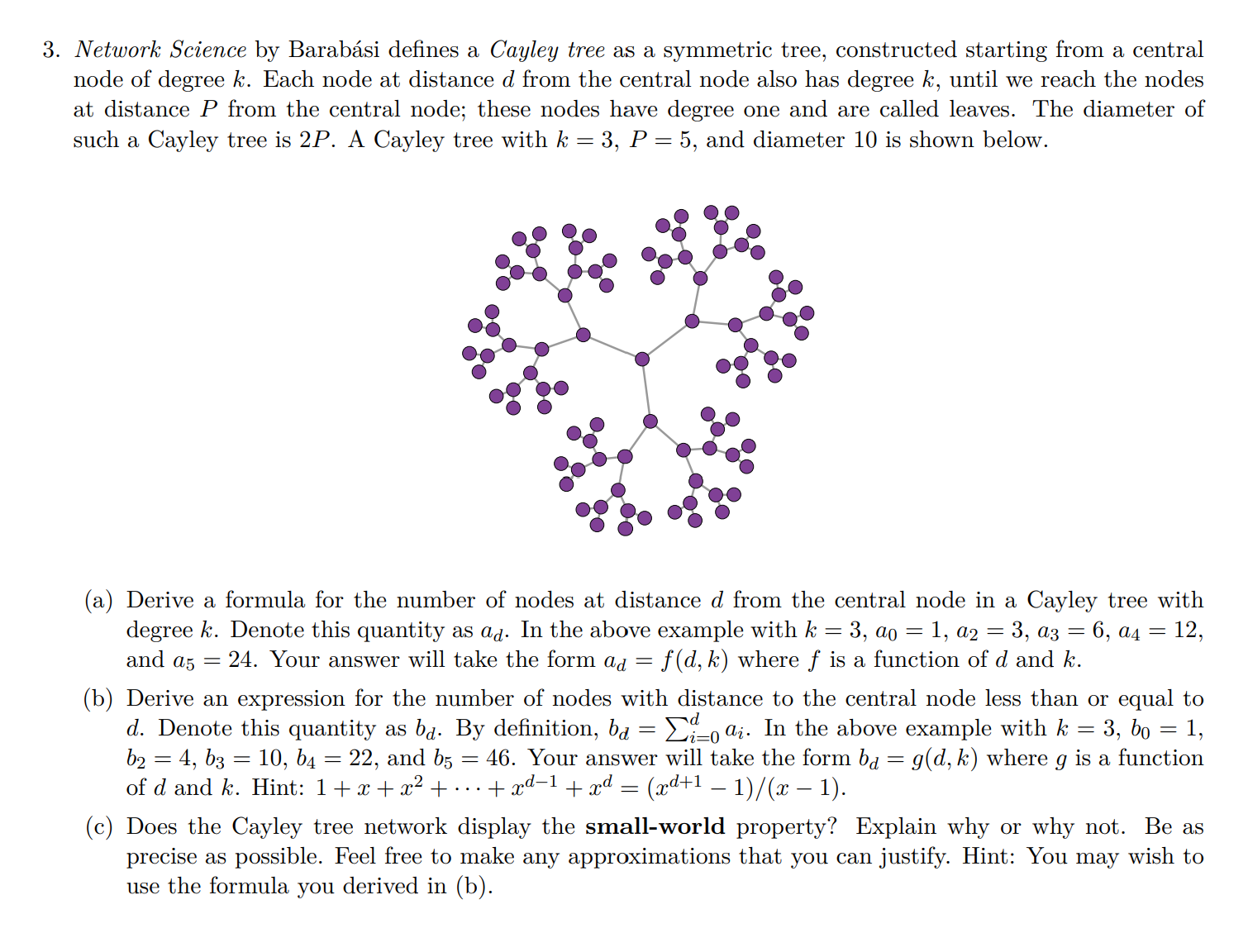 Solved Network Science by Barabási defines a Cayley tree as | Chegg.com