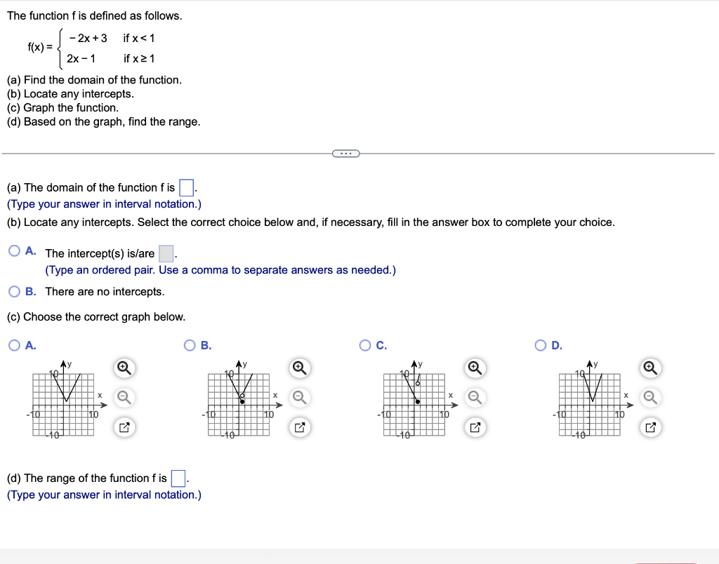 Solved The function f is defined as follows. f(x)={−2x+32x−1 | Chegg.com