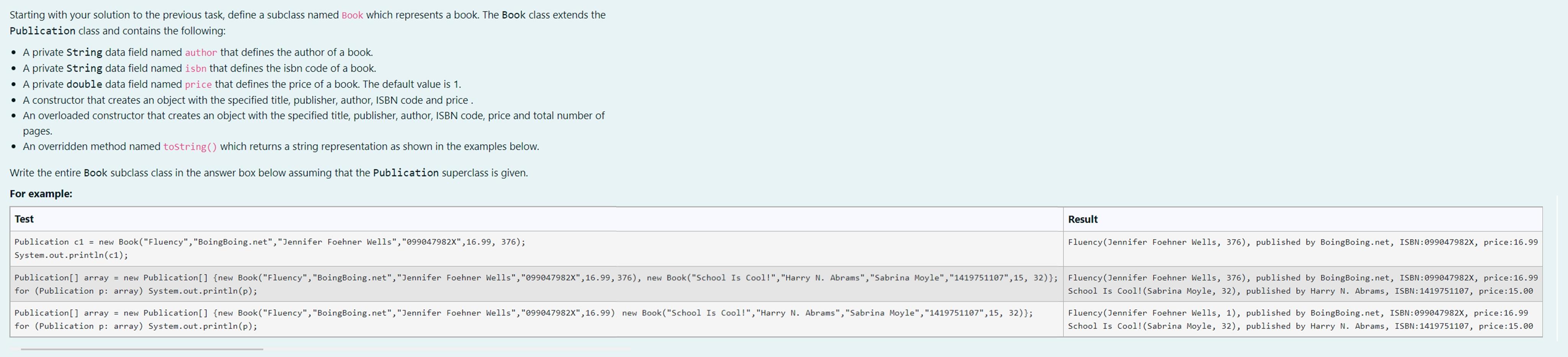 Solved Define an abstract superclass named Publication which | Chegg.com