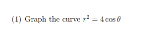 Solved (1) Graph the curve 72 = 4 cos | Chegg.com
