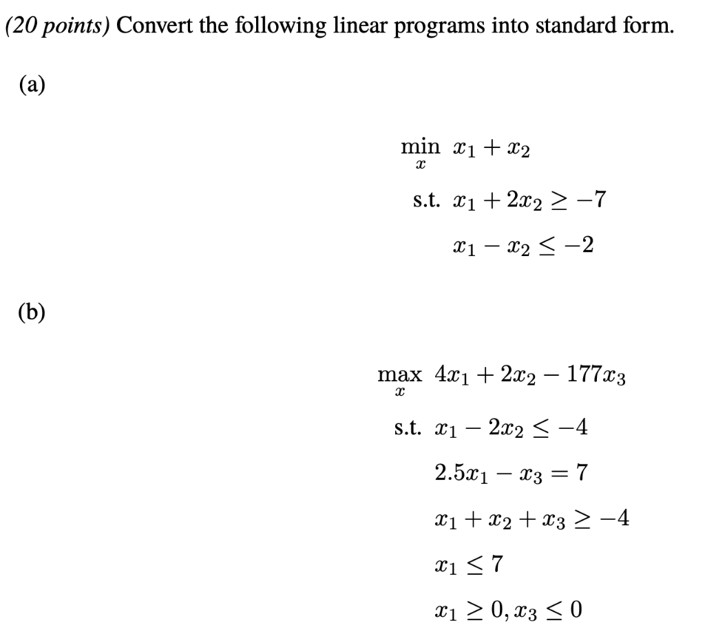 Solved 10 Points Consider The Following Optimization 