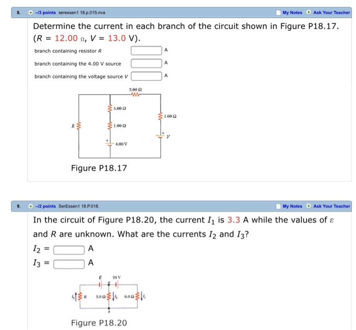 Solved Determine the current in each branch of the circuit | Chegg.com