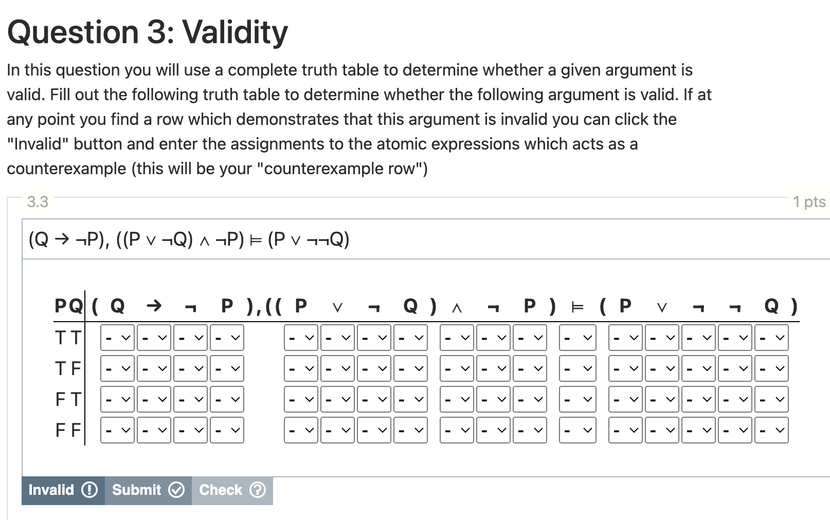 Solved Question 3: Validity n this question you will use a | Chegg.com