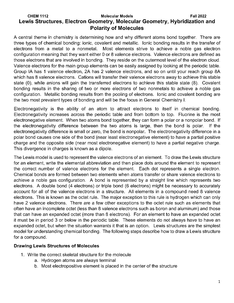 Pleas help with this Molecular Models Report Sheet | Chegg.com