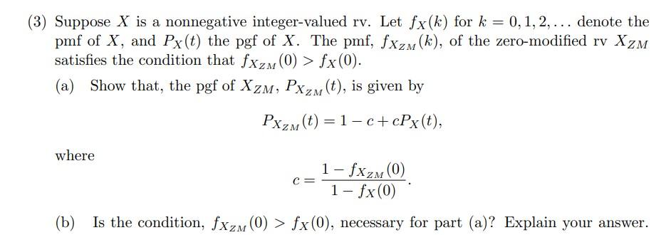 Solved (3) Suppose X is a nonnegative integer-valued rv. Let | Chegg.com