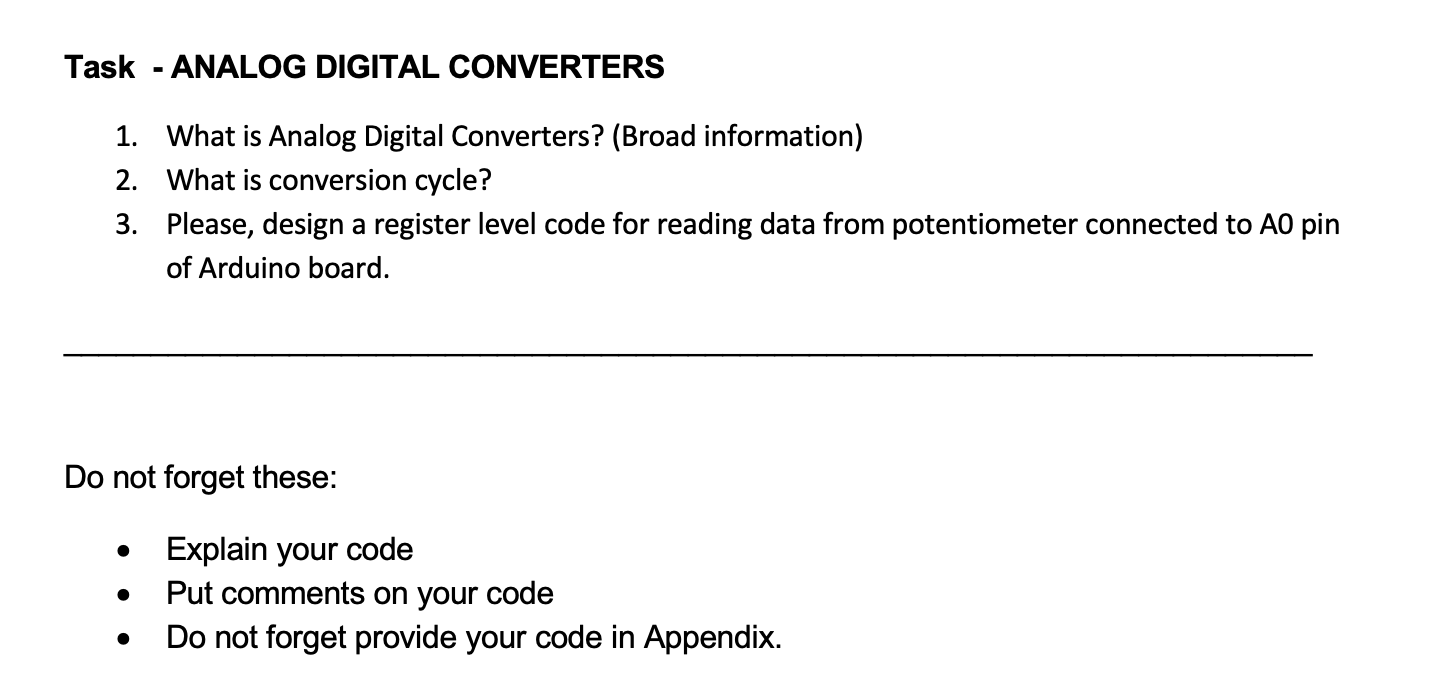 Solved Task - ANALOG DIGITAL CONVERTERS 1. What is Analog | Chegg.com