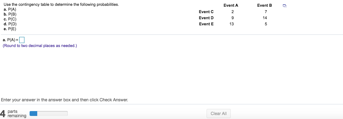 Solved Event A Event B O Use the contingency table to | Chegg.com