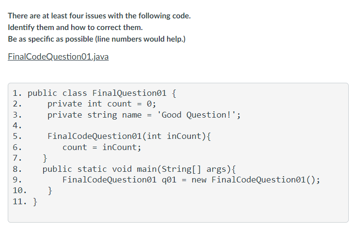 Solved There are at least four issues with the following | Chegg.com