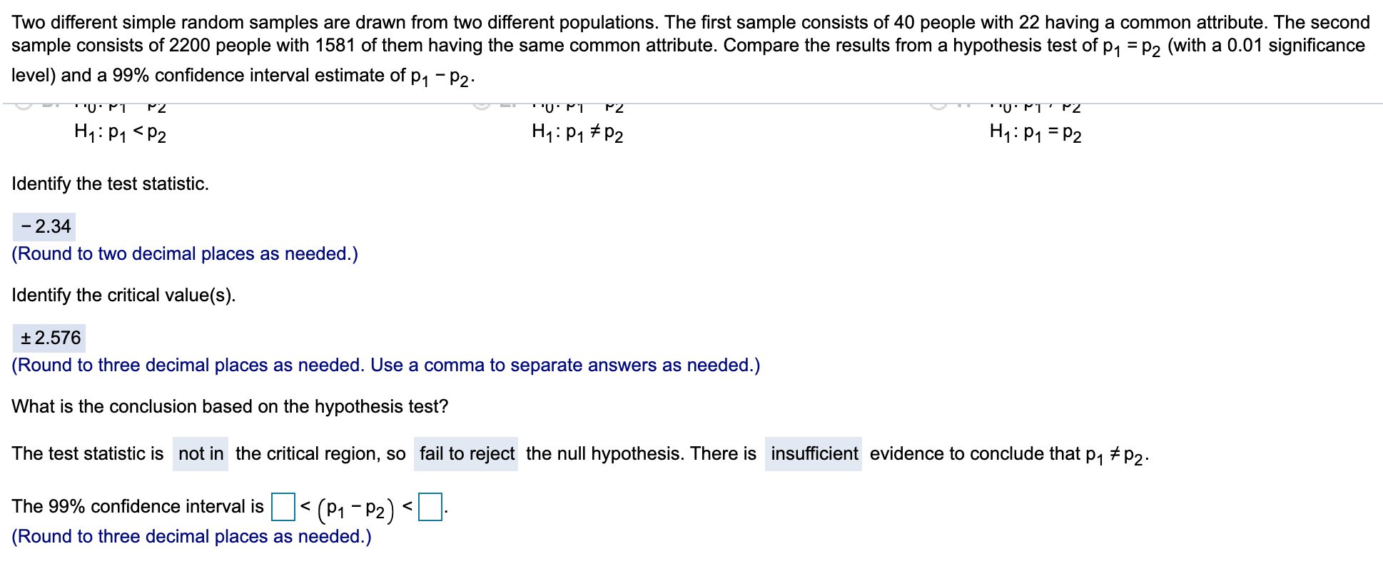 Solved Two different simple random samples are drawn from | Chegg.com