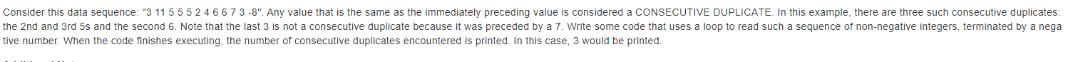 Solved Consider this data sequence: "3 11 555 2 4 6 6 73-8". | Chegg.com