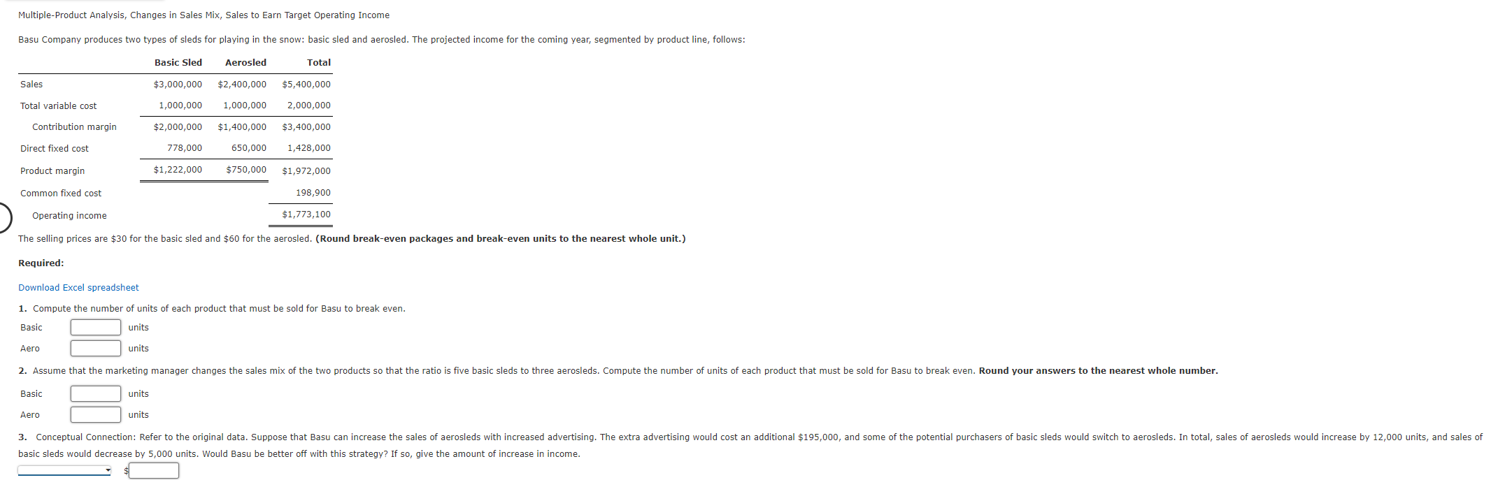 Solved Multiple-Product Analysis, Changes in Sales Mix, | Chegg.com