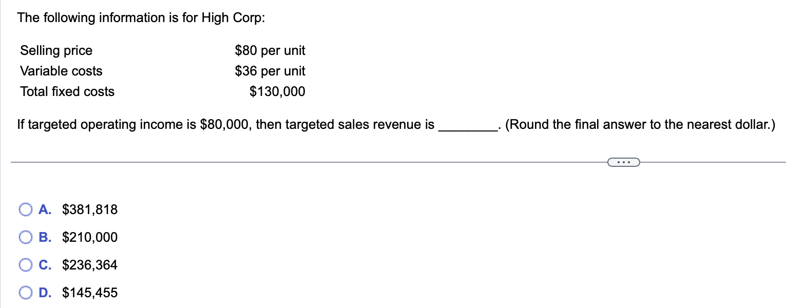 Solved The following information is for High Corp: If | Chegg.com