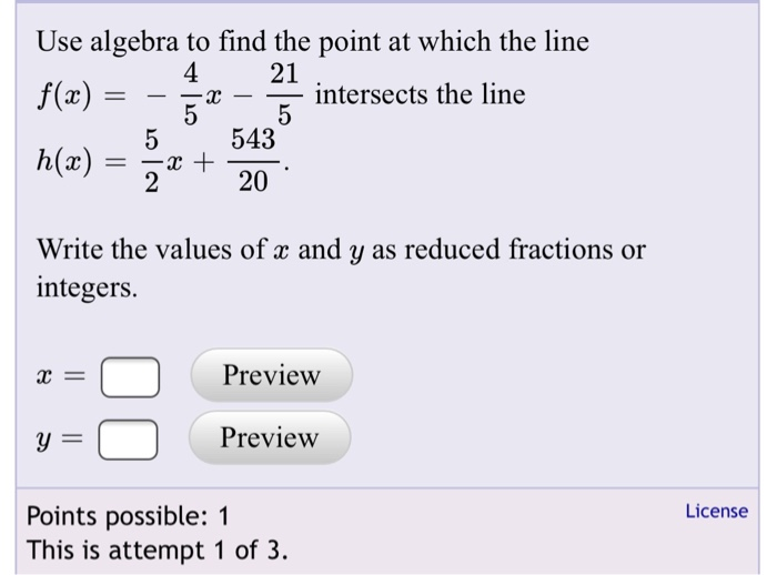 Solved Use algebra to find the point at which the line | Chegg.com