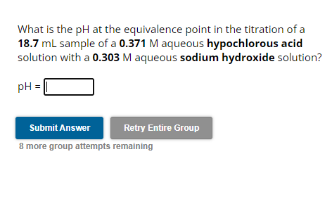 Solved What is the pH ﻿at the equivalence point in the | Chegg.com