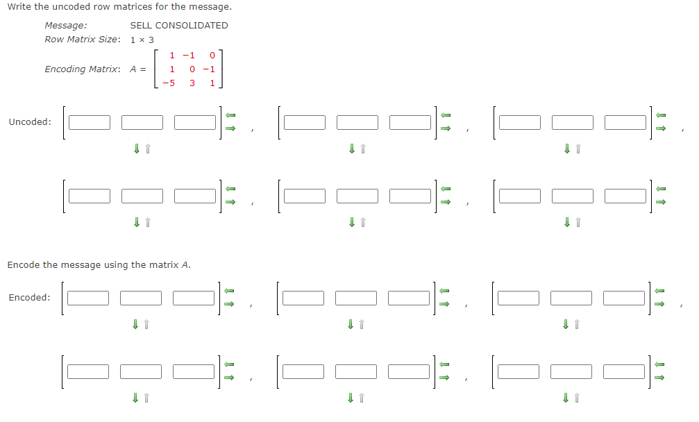 Solved Write the uncoded row matrices for the message. | Chegg.com