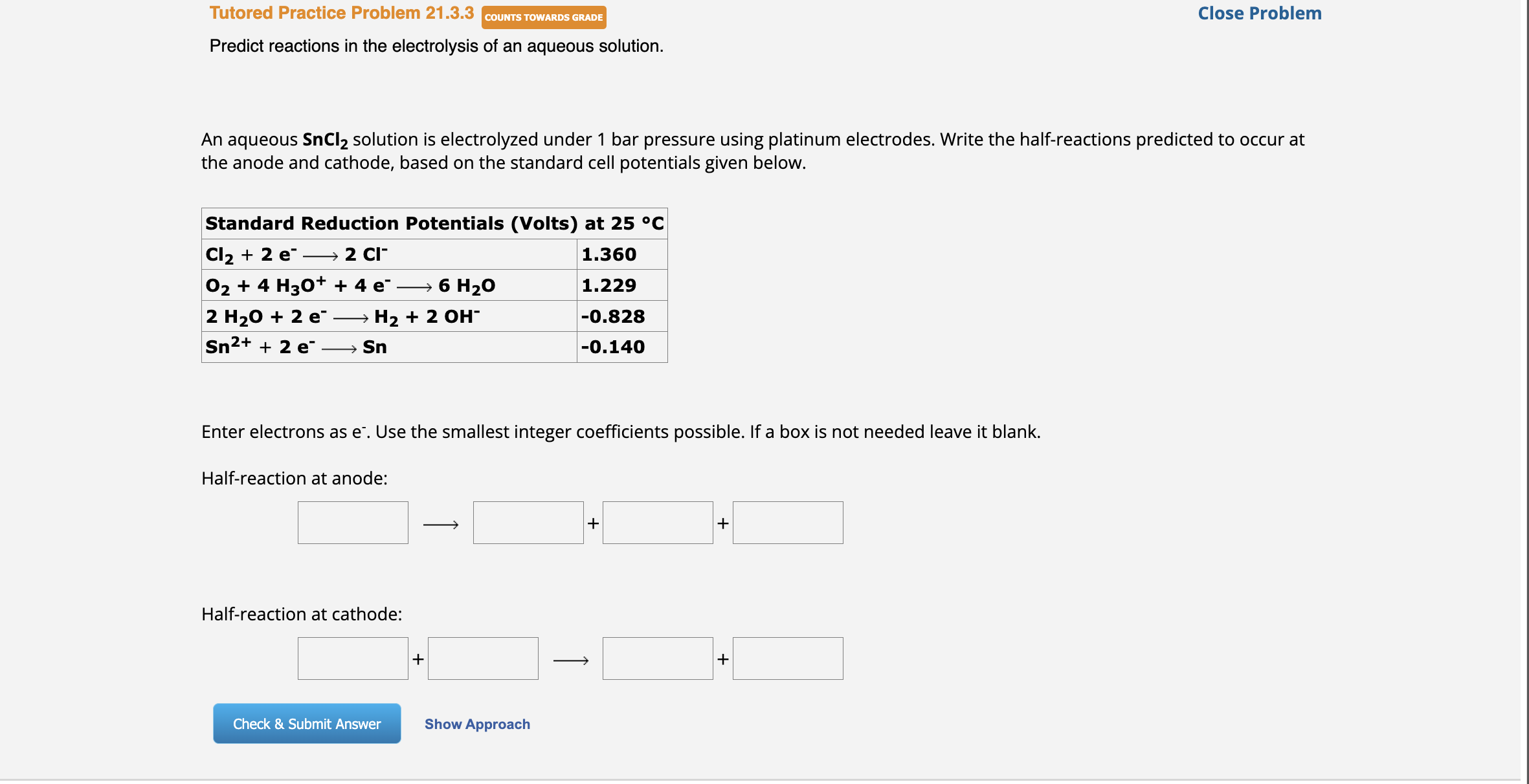 Solved Predict reactions in the electrolysis of an aqueous | Chegg.com