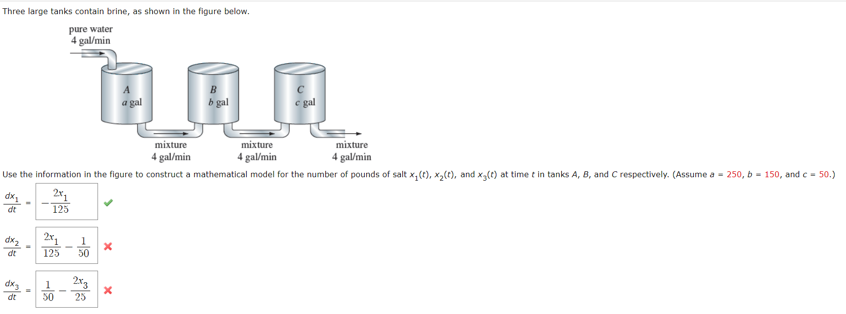 Solved Three large tanks contain brine, as shown in the | Chegg.com