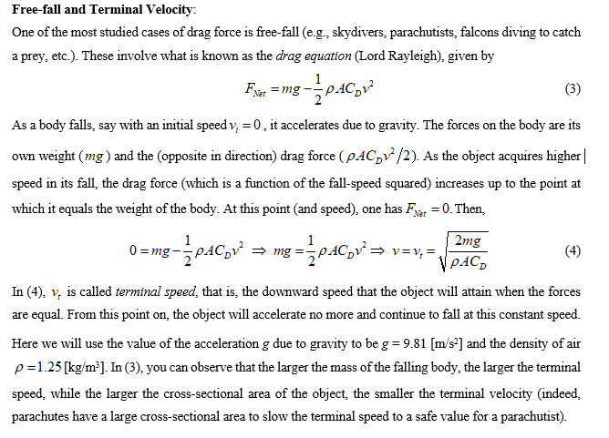 Solved Free-fall and Terminal Velocity: One of the most | Chegg.com