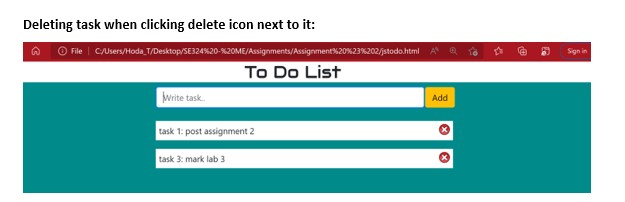 Solved Exercise 2: Digital To-Do List Deleting task when | Chegg.com