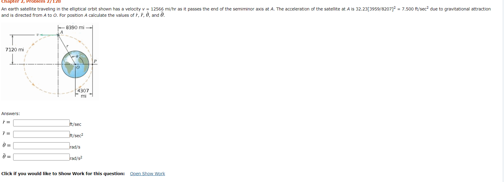 Solved Chapter 2, Problem 2/128 An earth satellite traveling | Chegg.com