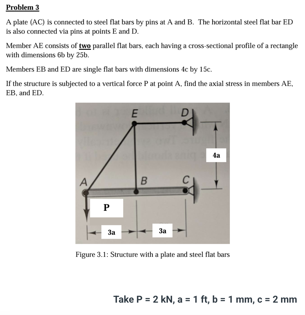 Solved Problem 3A plate (AC) ﻿is connected to steel flat | Chegg.com