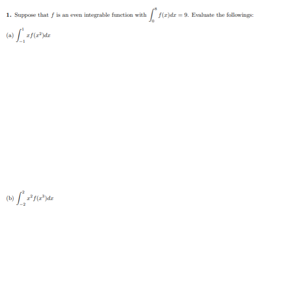 Solved Suppose that f ﻿is an even integrable function with | Chegg.com