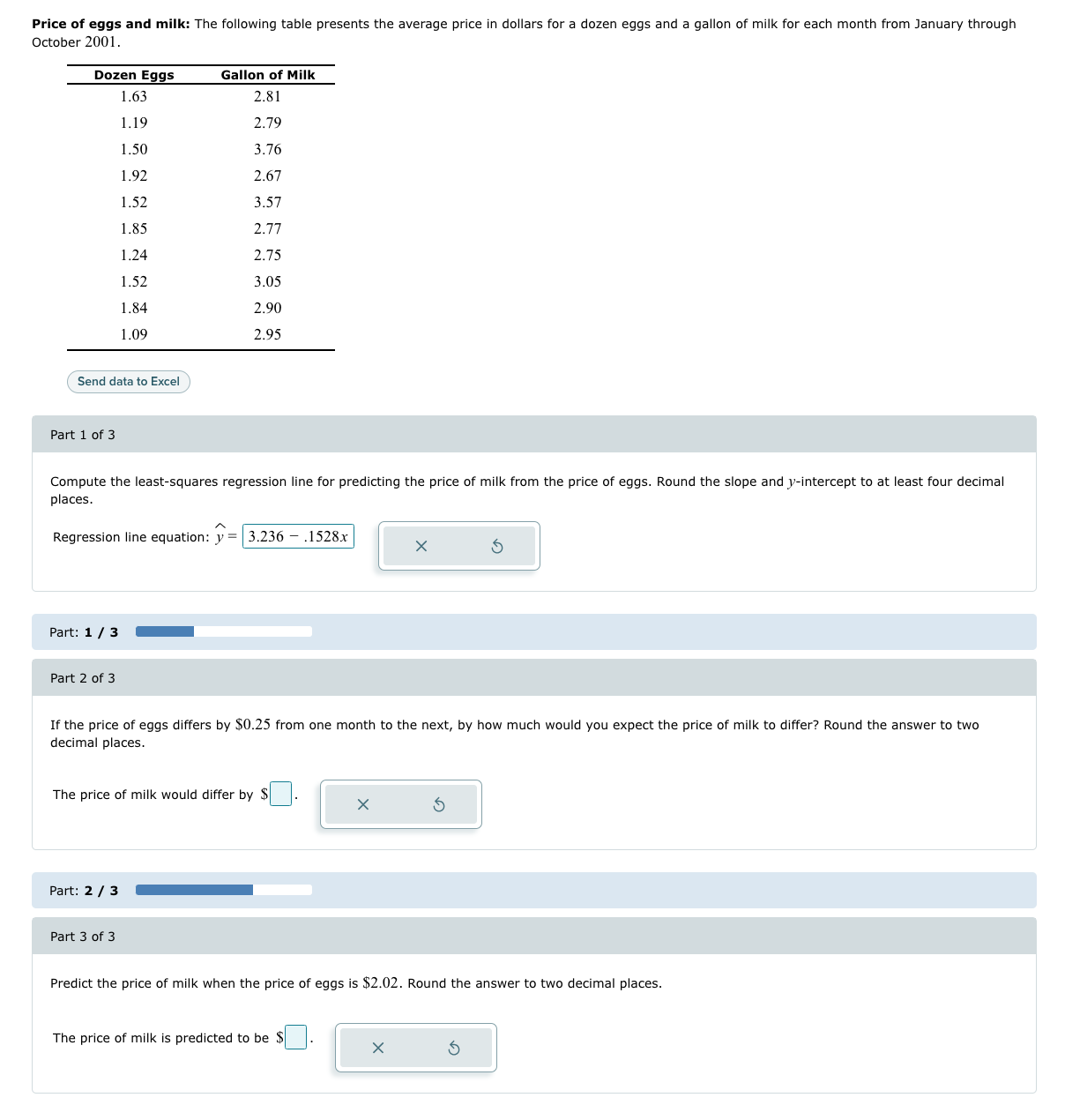 Solved Price of eggs and milk: The following table presents | Chegg.com