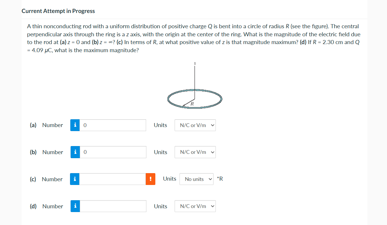 Solved Current Attempt in ProgressA thin nonconducting rod | Chegg.com