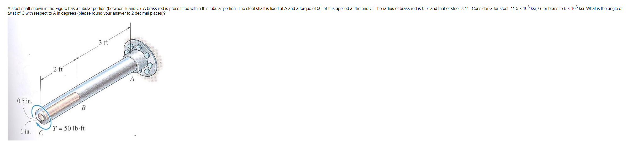 Solved A steel shaft shown in the Figure has a tubular | Chegg.com