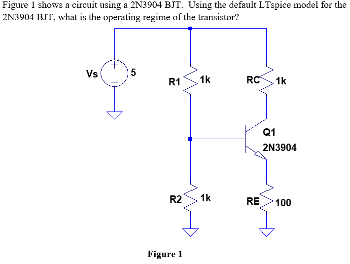 Solved Figure 1 shows a circuit using a 2N3904 BJT. Using | Chegg.com