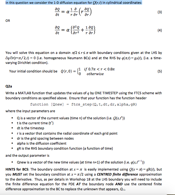 In this question we consider the 1-D diffusion | Chegg.com