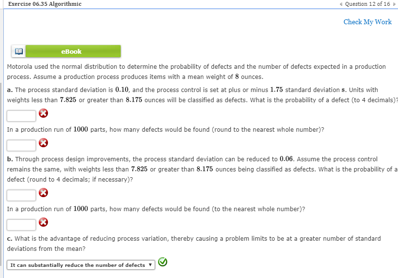 Solved Exercise 06.35 Algorithmic Question 12 of 16 Check My | Chegg.com