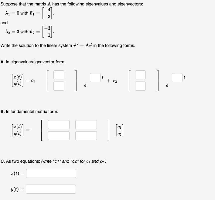 Solved Suppose that the matrix A has the following | Chegg.com
